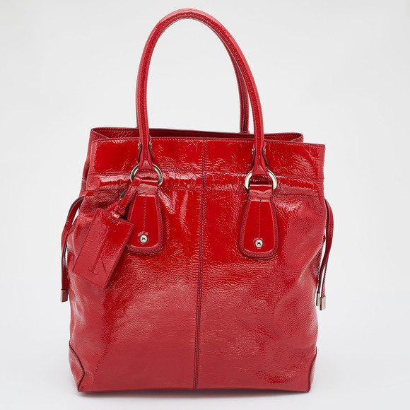 Tod's | Bags | Tods Red Patent Leather Drawstring Tote | Poshmark